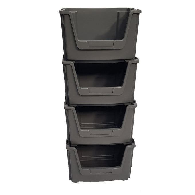 Grey Large Open Front Stacking Storage Pick Bin Containers 50L — Filstorage